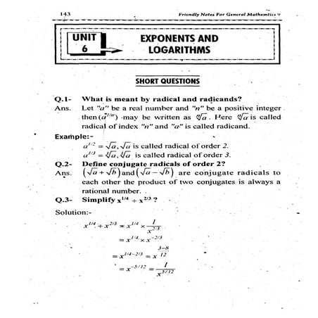 Unit06 exponents-and-logarithms | PDF