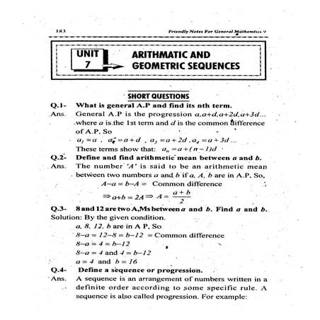 Unit07 arithmatic-and-geometric-sequence | PDF