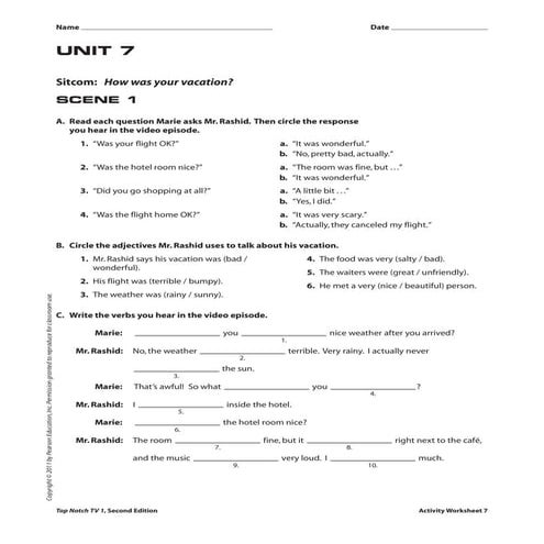 Unit 01 tv_activity_worksheets | PDF