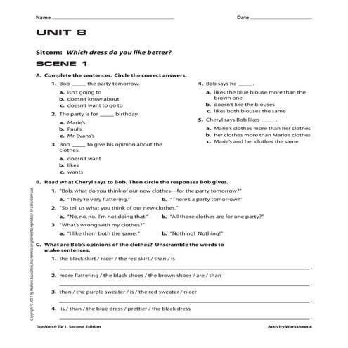 Unit 08 tv_activity_worksheets | PDF