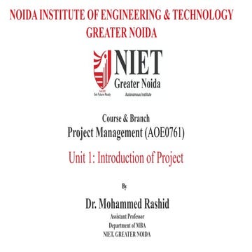 Unit 1-1.pptx on project management semester 7 | PPTX