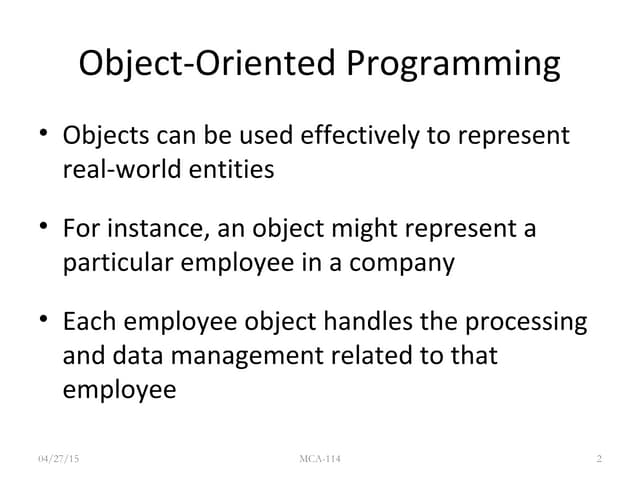 Fundamentals Of Oop Object Oriented Programming