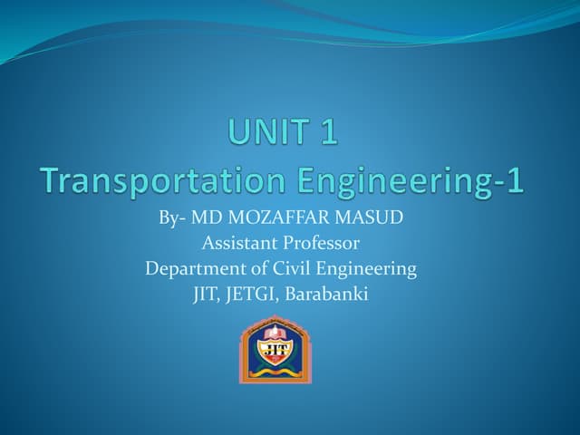 Principles of transportation engineering | PPTX