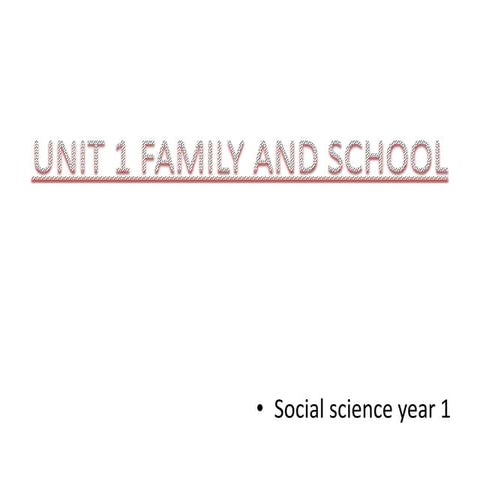 Unit 1 social science family and school | PPT