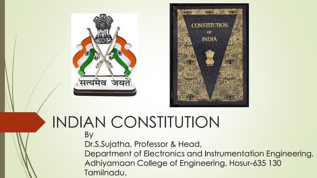 Constitution of India (PPT) | PPTX