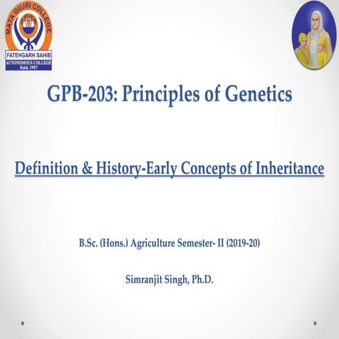 Unit 1.1.a. principle of genetics defintion and history- early concepts ...