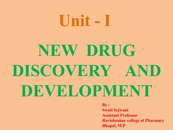 1. Unit I - new drug discovery and development. | PPTX | Pharmaceutical ...