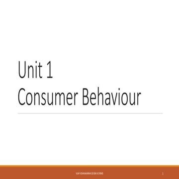CONSUMER BEHAVIOUR UNIT 1 | PDF