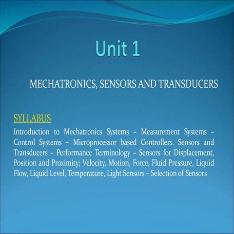Mechatronics Unit I Introduction Ppt Technology And Computing 7071