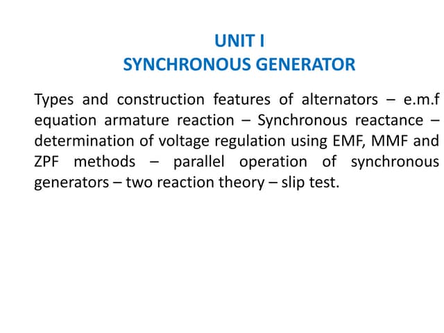 DETERMINATION OF VOLTAGE REGULATION METHOD OF SYNCHRONOUS MACHINE | PPTX