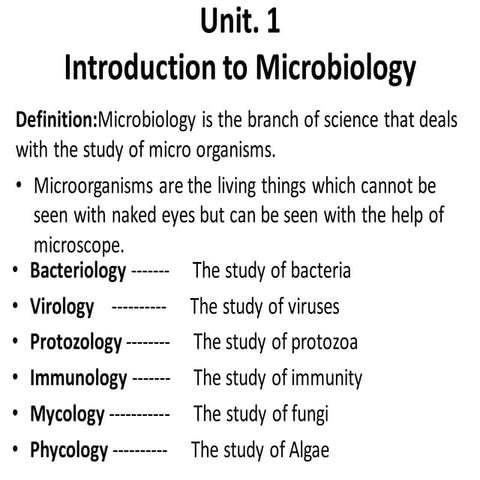 Unit1 Introduction To Microbiology Microbiology Pdf