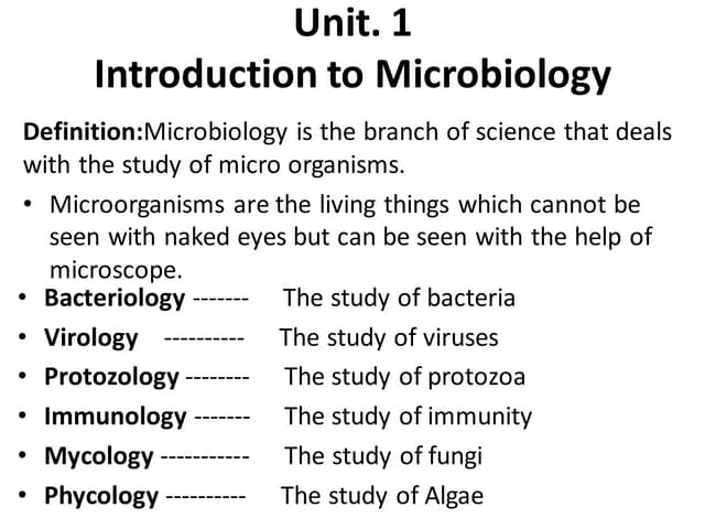 Unit1 Introduction To Microbiology Microbiology Pdf