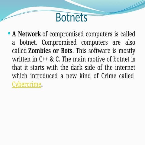 Unit Cyber Security Botnets Documents Pptx