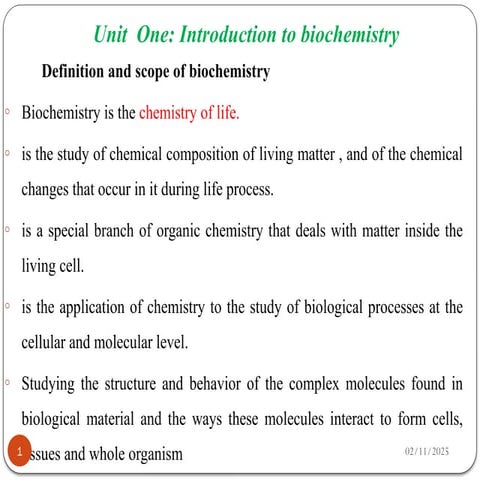 Unit 1.pptx introduction to biochemistry | PPTX
