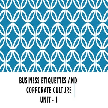 Introduction to business etiquette in modern business | PPTX