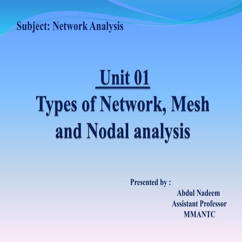 Types of network, mesh and nodal analysis | PDF