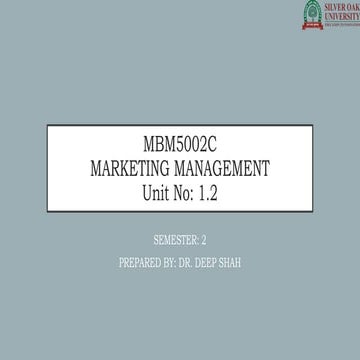 UNIT 1.2.ppt Basic introduction of marketing Management | PPT