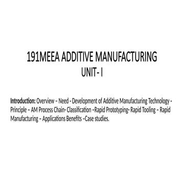 Introduction to additive manufacturing (AM) | PPTX