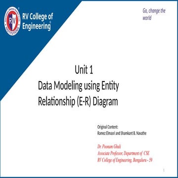 Unit 1 Data Modeling Using Entity Relationship E R Diagrampptx