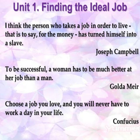 Unit 1. finding the ideal job | PPTX