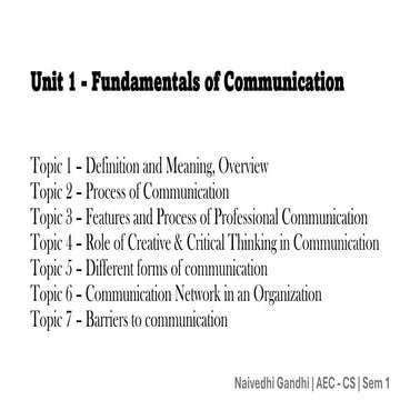 Unit 1 - Fundamentals of Communication.pdf | Web Conferencing | Computer Software and Applications