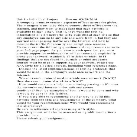 Unit1 - Individual Project Due on 03292014A company wan.docx | Computer ...