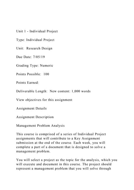 Unit 1 - Individual Project Type Individual ProjectUnit | PDF Unit 1 - Individual Project Type Individual ProjectUnit | PDF