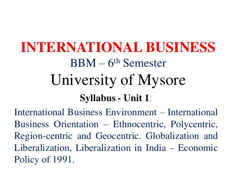 international business environment notes