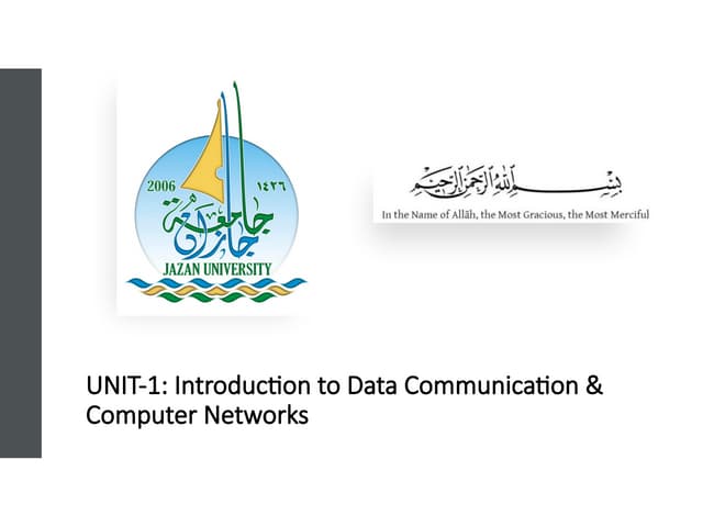 Unit 1 Introduction To Data Communication And Computer Networks Pptx