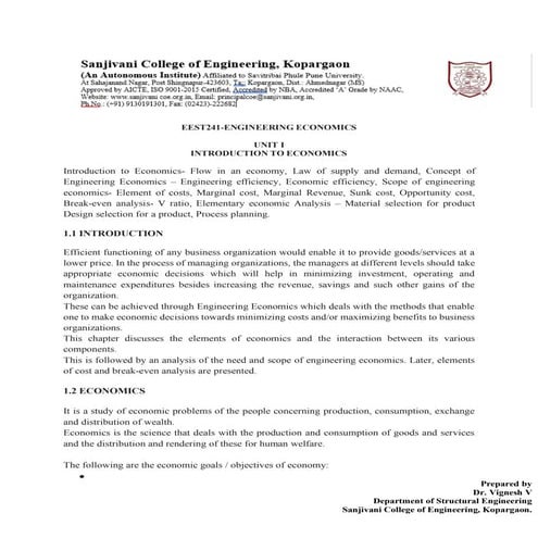 Introduction to Economics-Basic introduction to Economics and basic ...