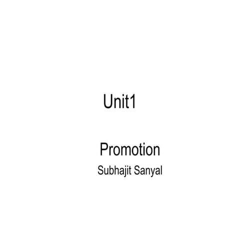 Unit1 marketing mix promotion | PPT