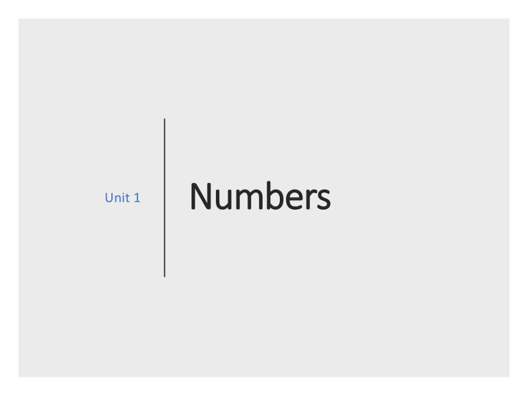 Unit 1 Numbers