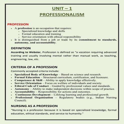 UNIT 1 - PROFESSIONALISM - FULL NOTES.pdf