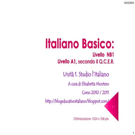 Unità 1.Studio l'italiano | PDF