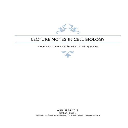 module 2: ultra structure of cell | PDF