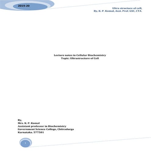 Unit1 ultra structure of cell | PDF