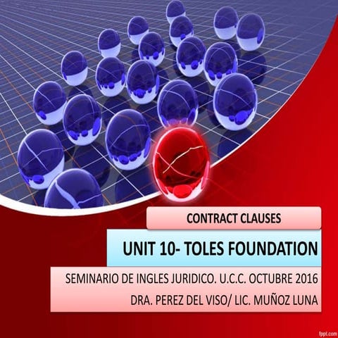 Unit 10. CONTRACT CLAUSES | PPTX