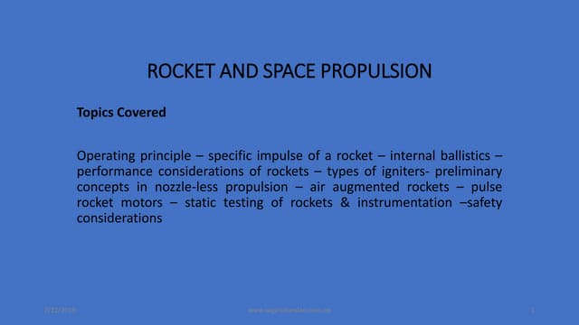 Electric rocket propulsion | PPTX