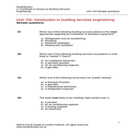 Unit 104 sample questions | DOC