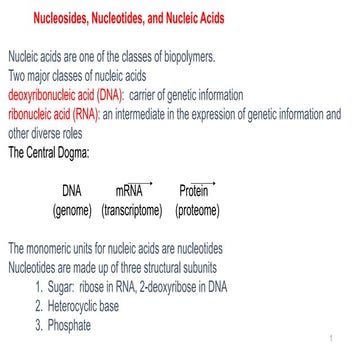 Organic Chemistry Unit 10, Biomolecules, Nucleic acid.pdf