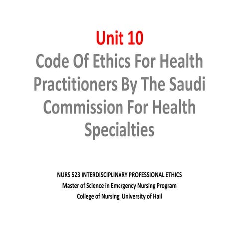 Code of Ethics for health student in medical | PPT