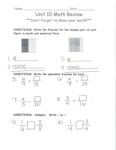 Unit One Math Review | PDF