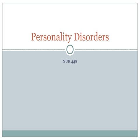 Unit 10 personality disorders 1 | PPT