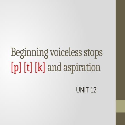 Beginning voiceless stops p t k in English Phonetics | PPTX