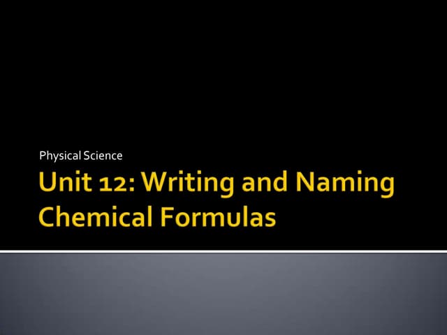 Writing and Naming formula | PPTX