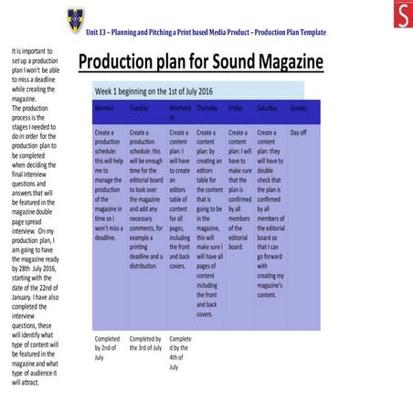 Production plan | DOCX