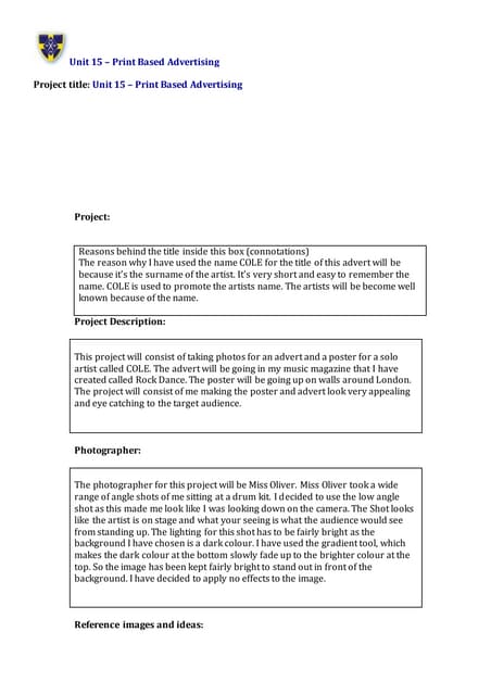 Digipak Planning | PDF