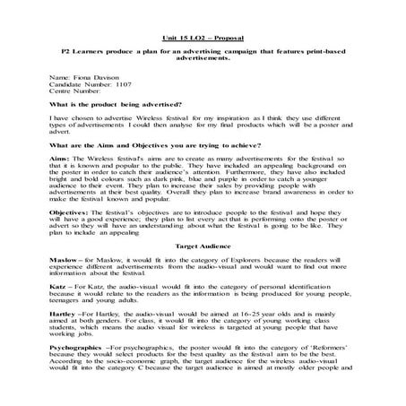 Unit 15 lo2 proposal audio visual | DOCX