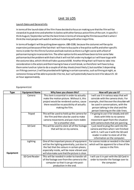 Unit 21 LO3 - Audio Research | DOCX
