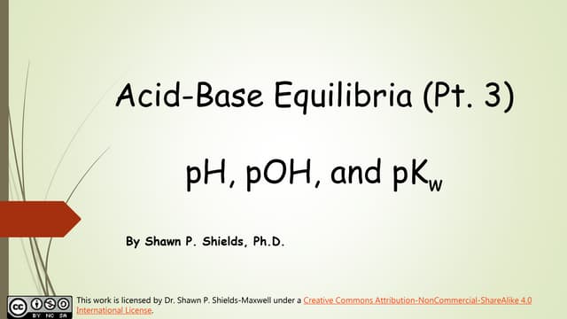 Chem 2 - Acid-Base Equilibria VII: Conjugate Acid/Base Pairs and ...